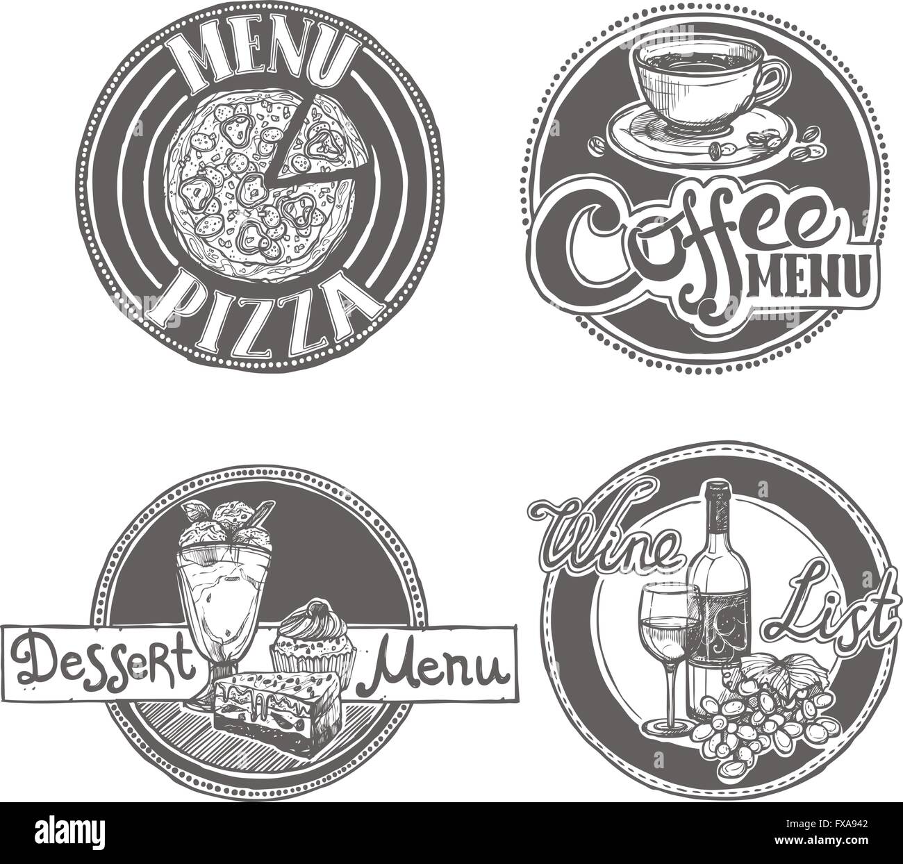 Restaurant sketch menu labels set Stock Vector Image & Art - Alamy