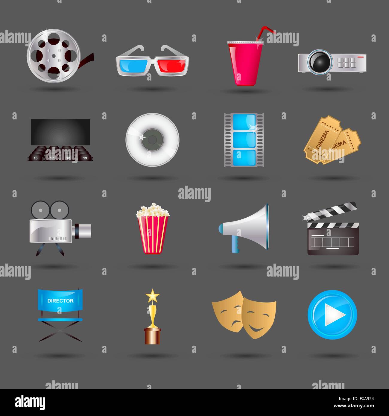 Cinema icons set Stock Vector Image & Art - Alamy