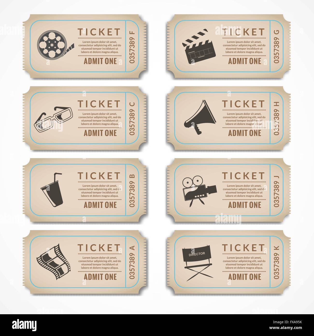 Movie clapper board tickets Stock Vector Images - Alamy