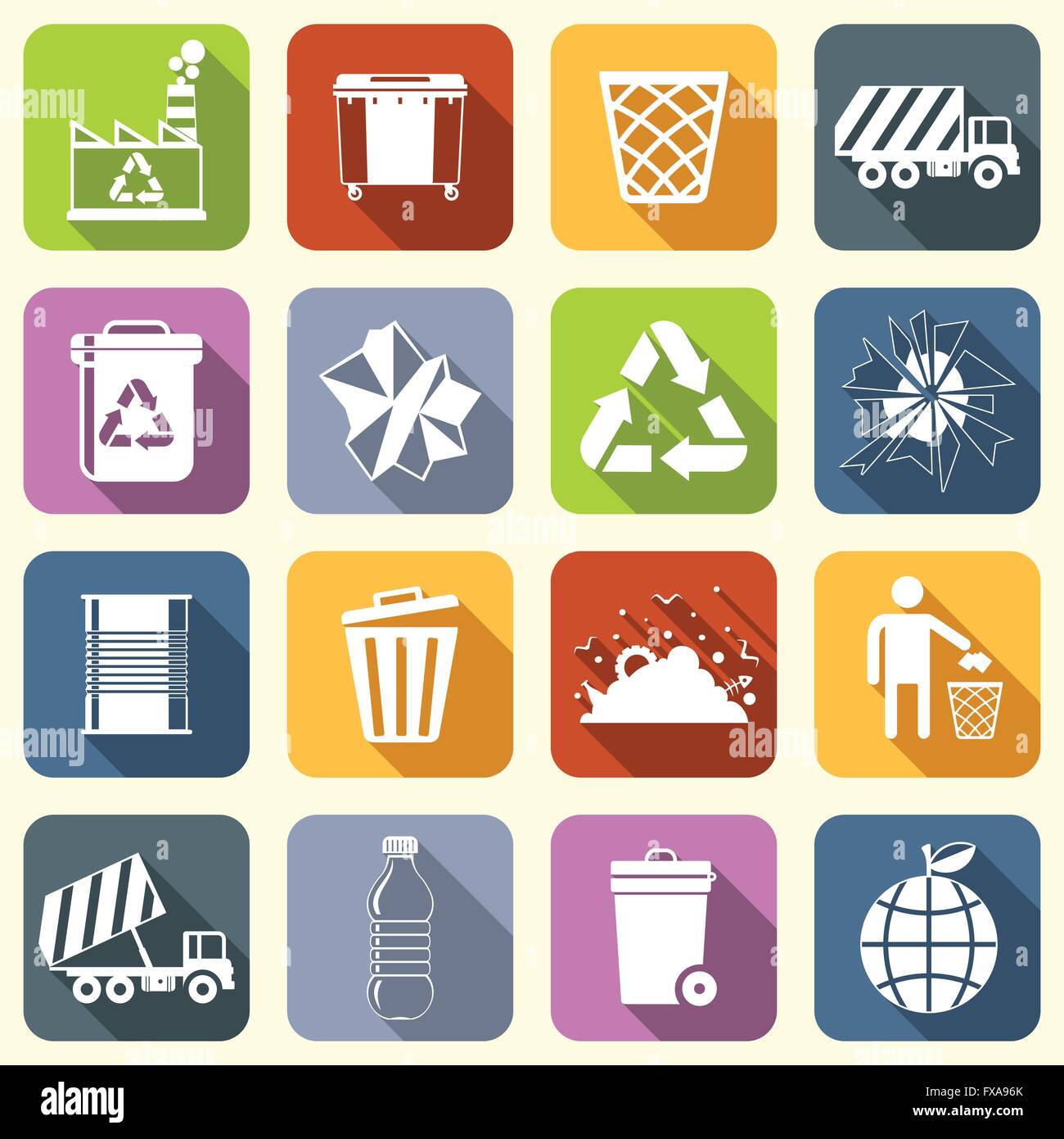 Garbage icons flat Stock Vector Image & Art - Alamy
