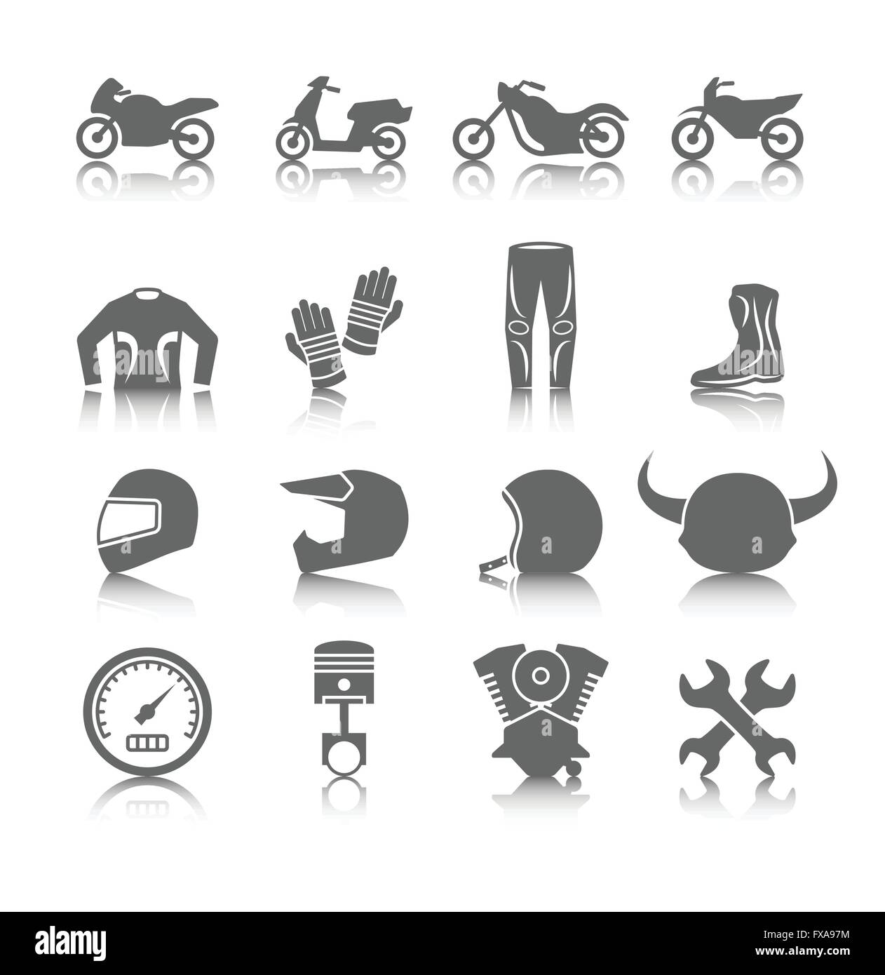 Motorcycle Icons Set Stock Vector Image & Art - Alamy