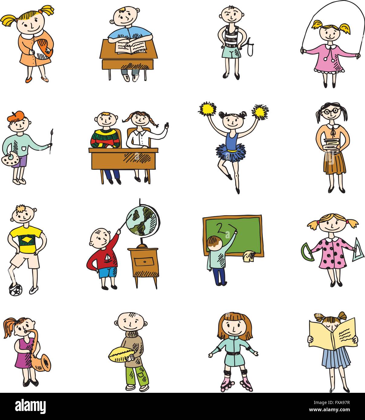 Set of doodle children Stock Vector Image & Art - Alamy
