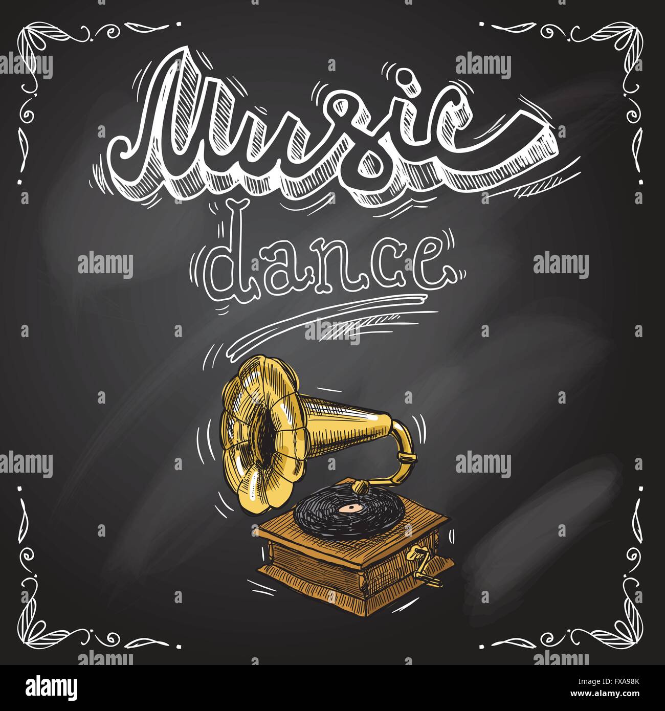 Retro vintage gramophone poster Stock Vector Image & Art - Alamy