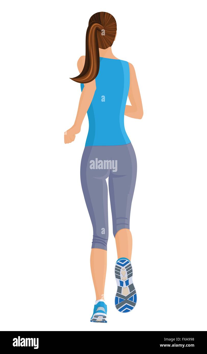 Female running back view Stock Vector Images - Alamy