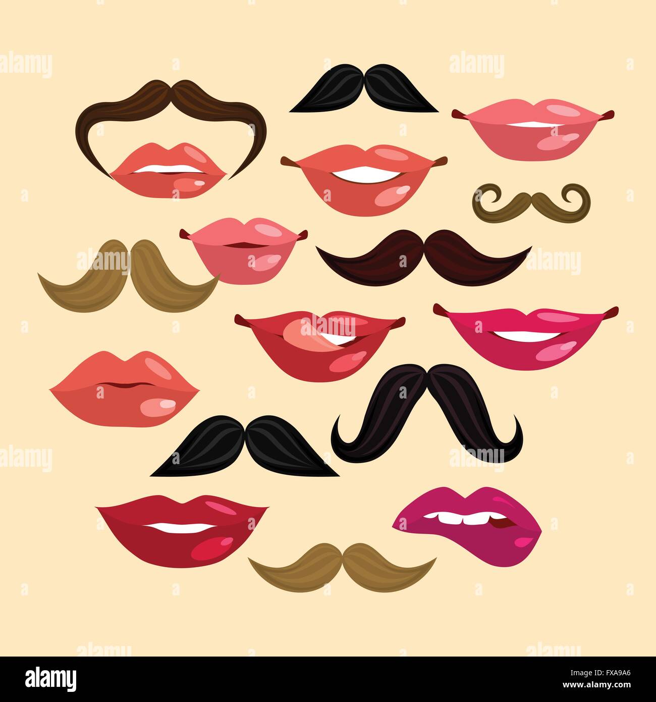 Lips and Mustaches Stock Vector Image & Art - Alamy