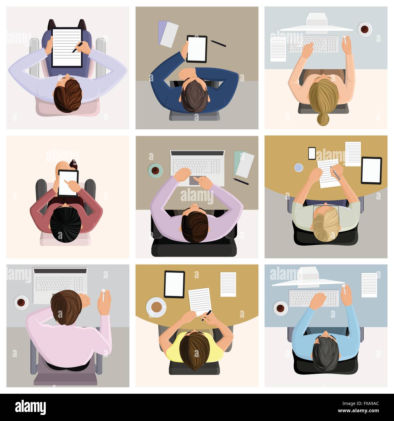 Top view office desk male Stock Vector Images - Alamy