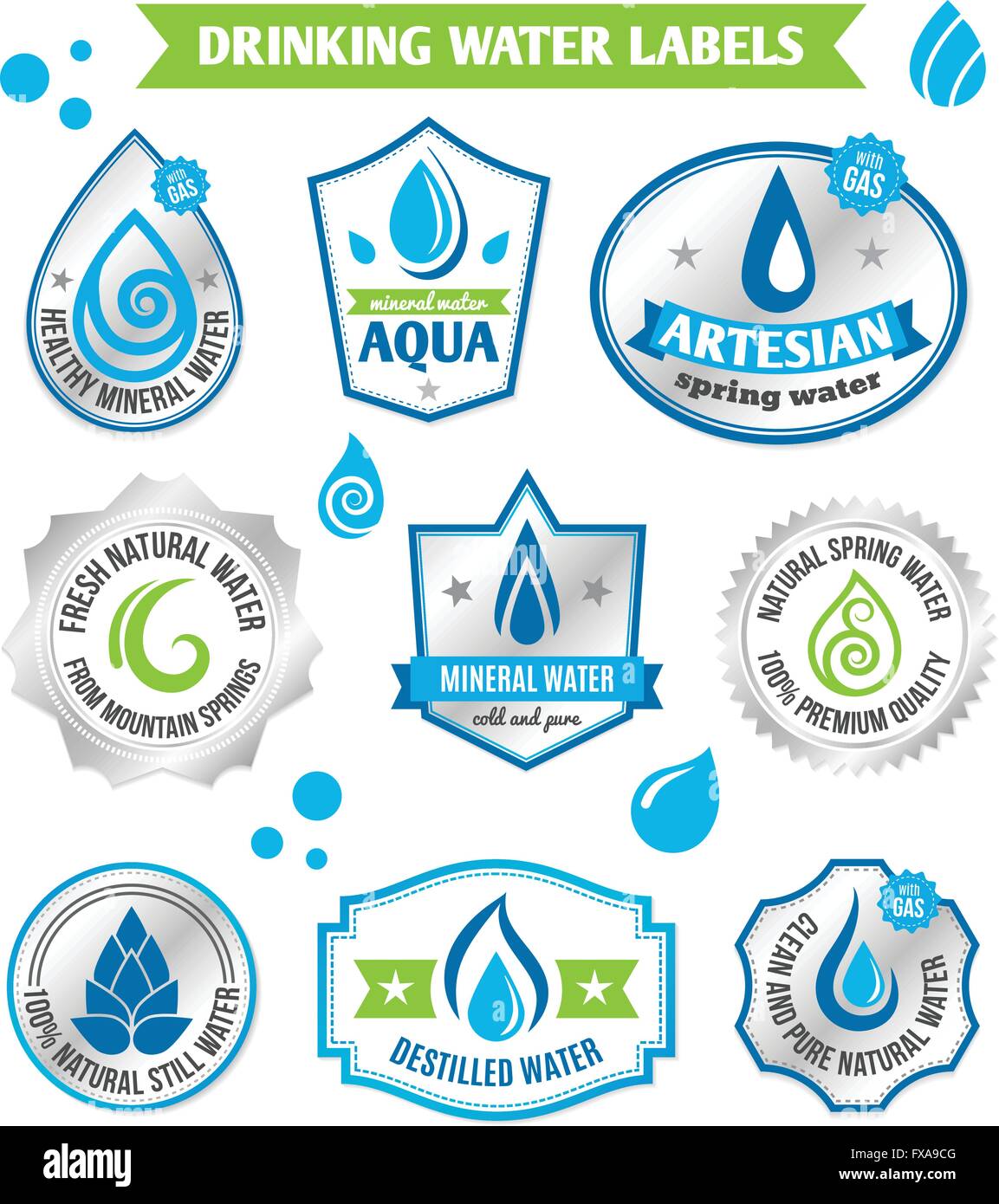 Set of water drops label Stock Vector Image & Art - Alamy