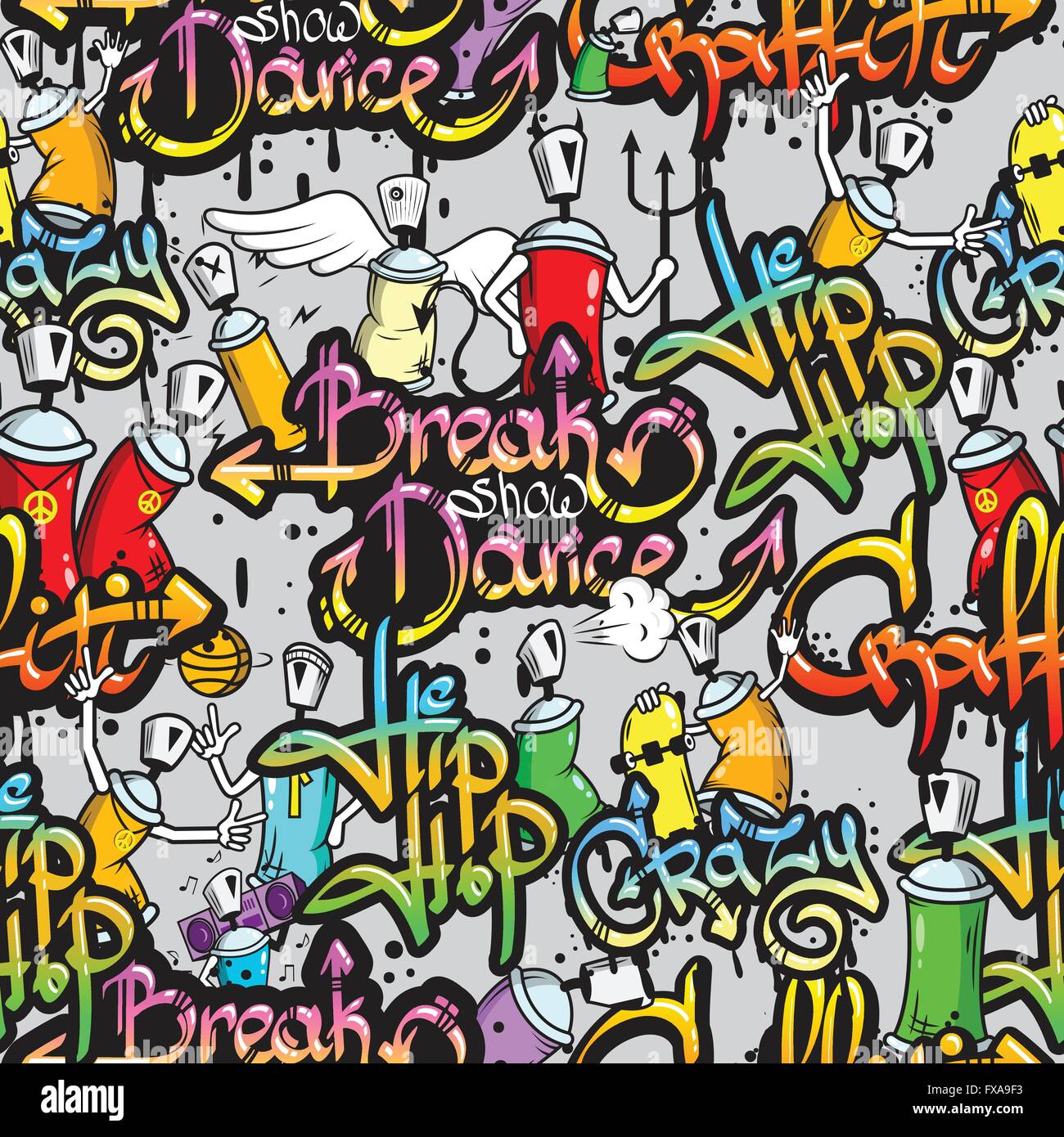 Graffiti characters seamless pattern Stock Vector Image & Art - Alamy