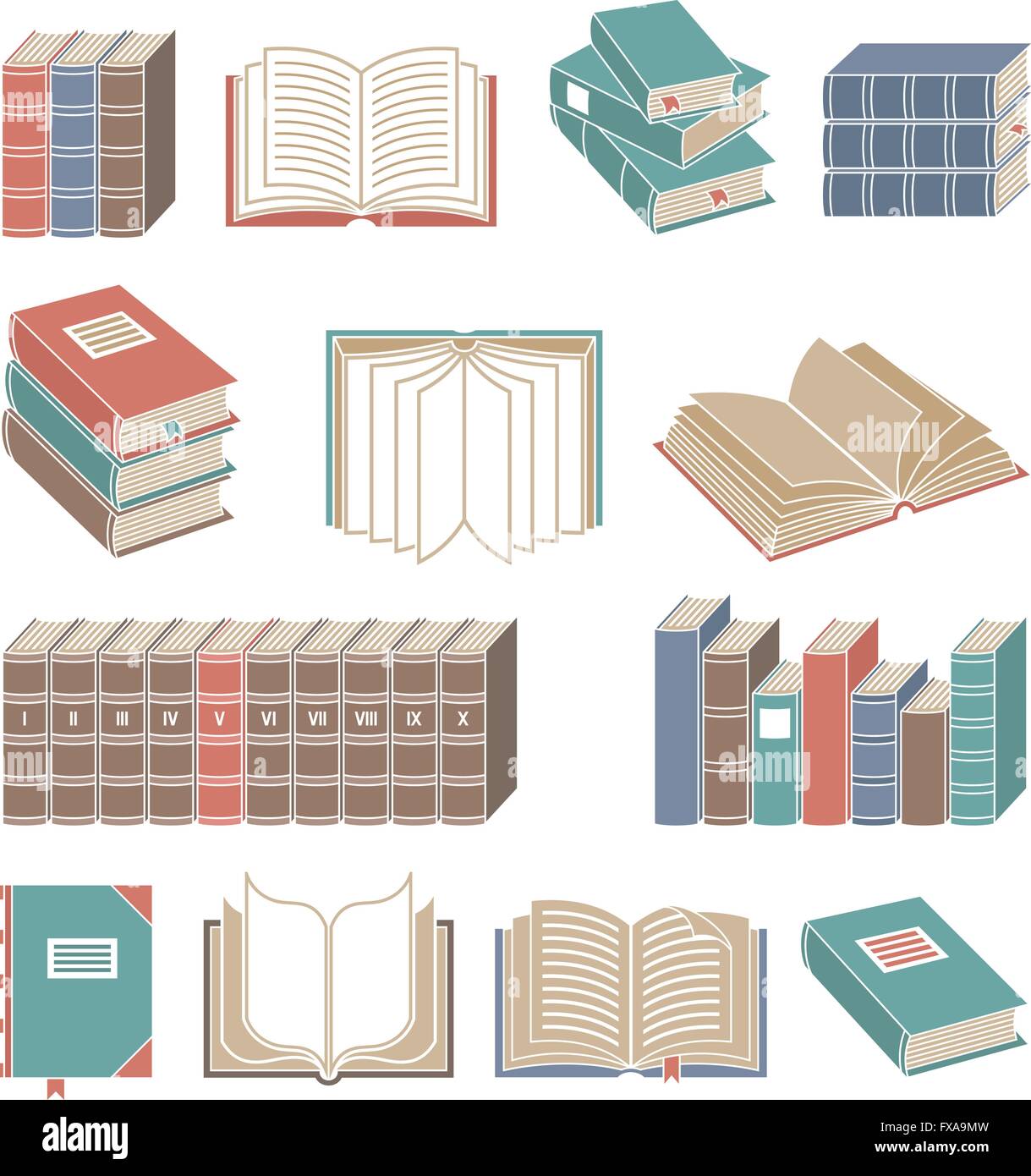 Book icons set color Stock Vector Image & Art - Alamy