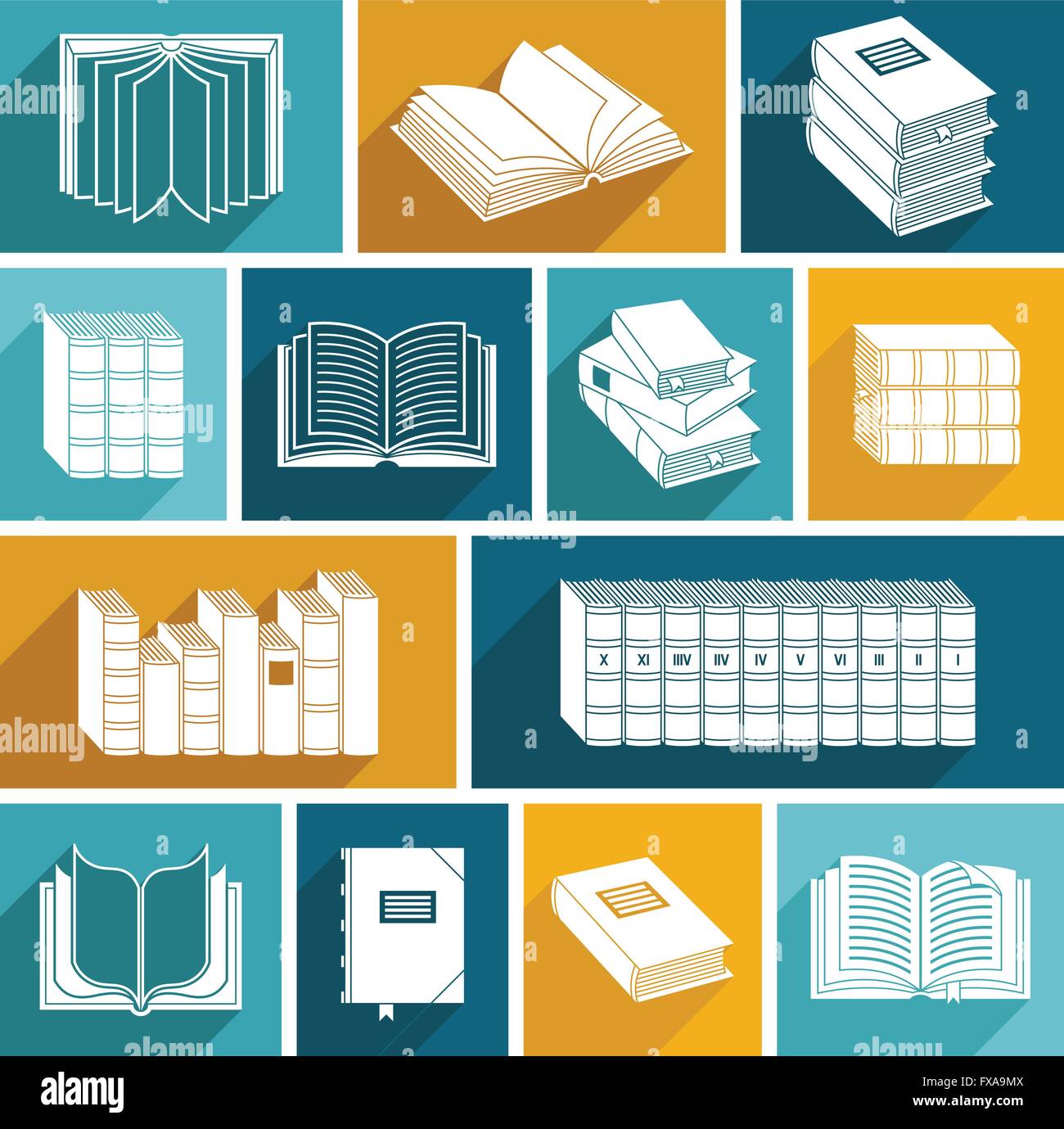 Book Icons Set Stock Vector Image & Art - Alamy