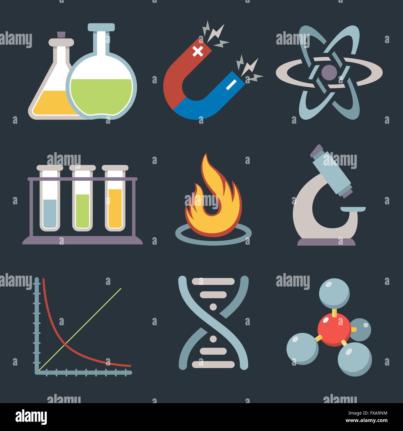 Physics science icons Stock Vector Image & Art - Alamy