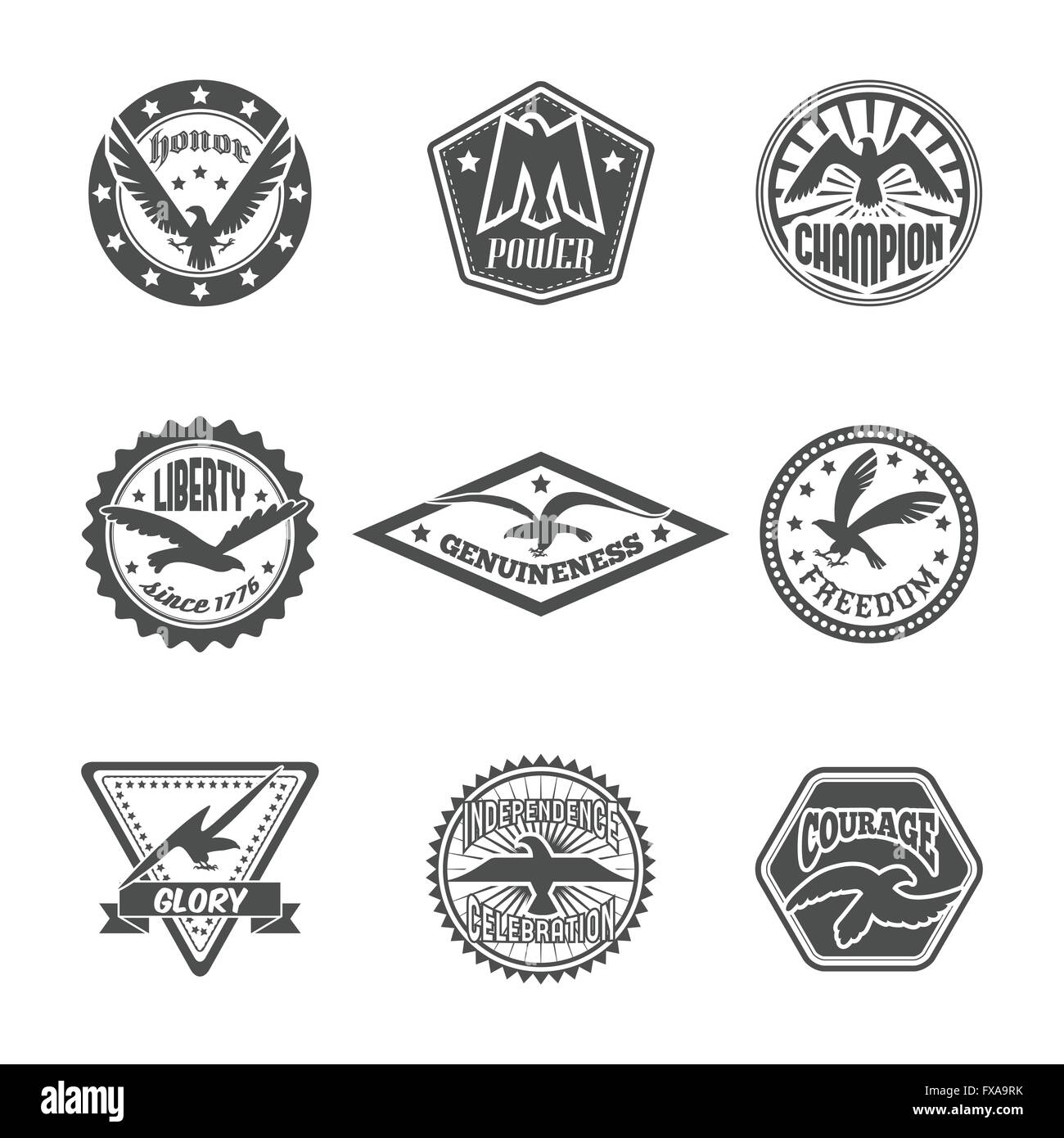 Eagle label icon set Stock Vector Image & Art - Alamy