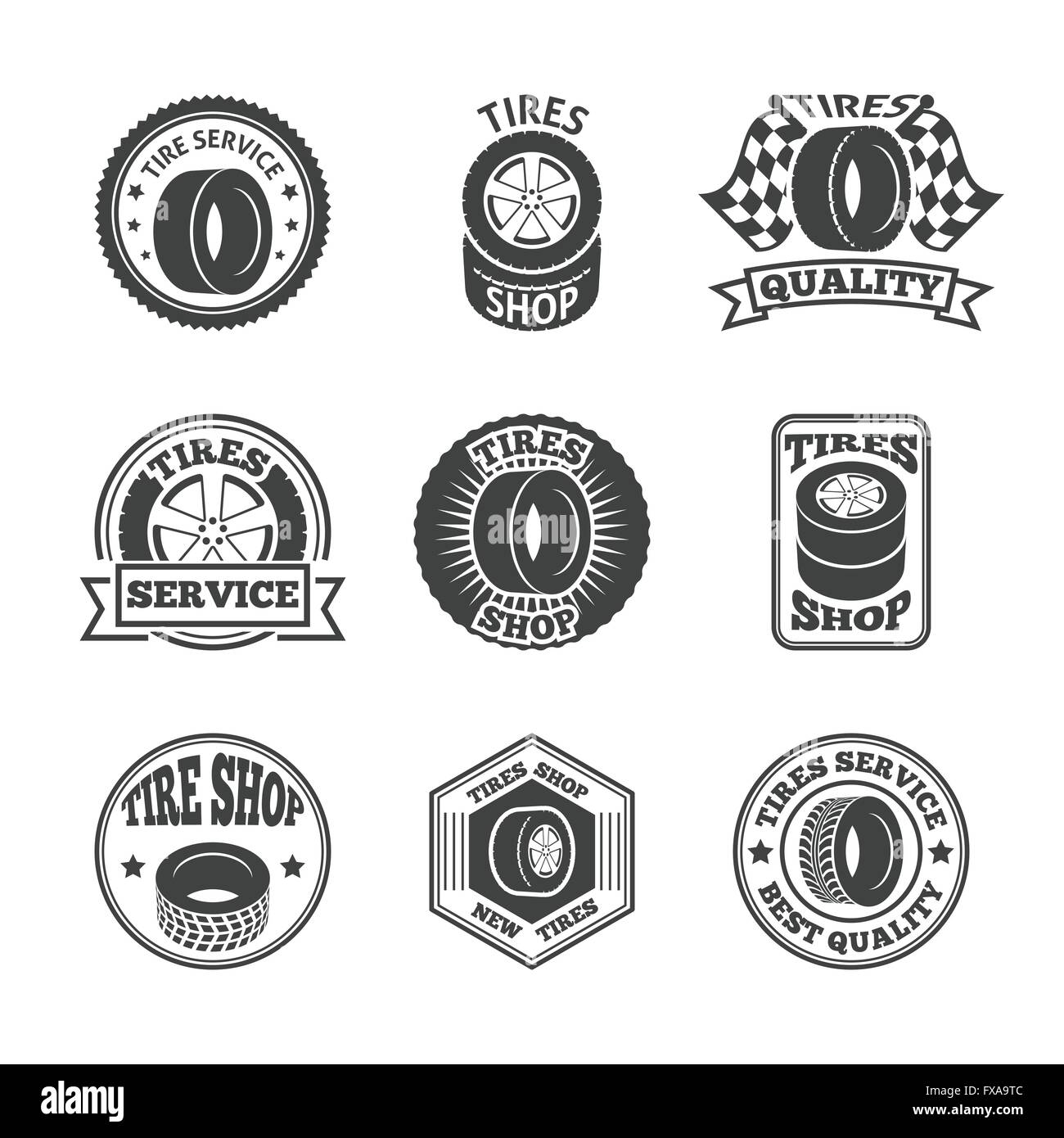 Tires label icon set Stock Vector Image & Art - Alamy