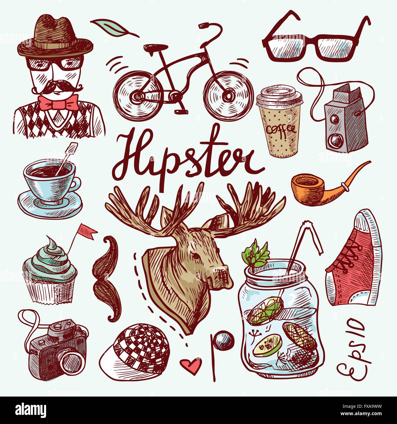 Set of hipster icons Stock Vector Image & Art - Alamy