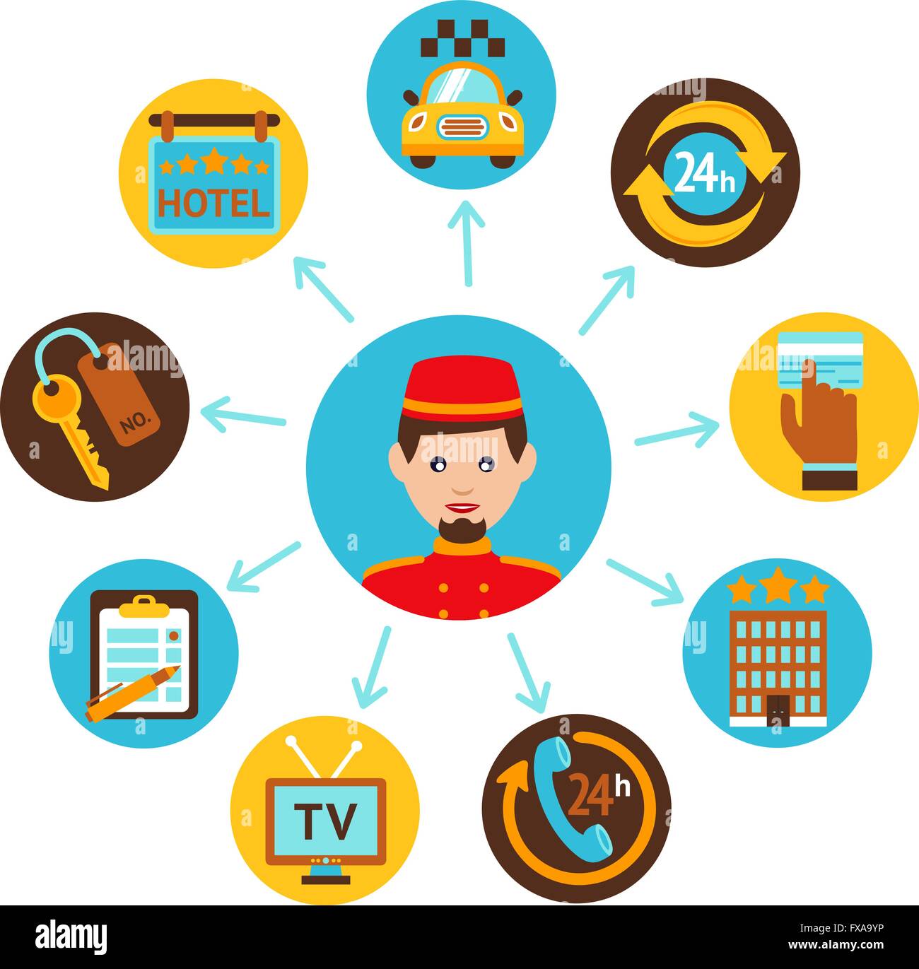 Hotel service icons composition print Stock Vector Image & Art - Alamy