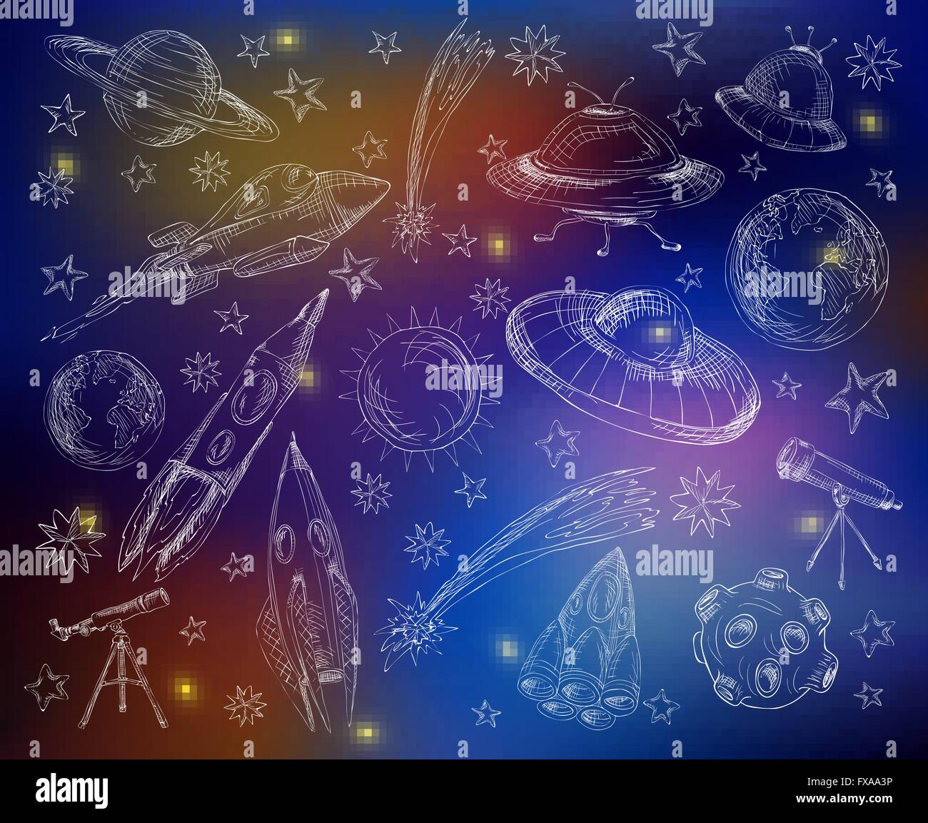 Space set color background Stock Vector Image & Art - Alamy