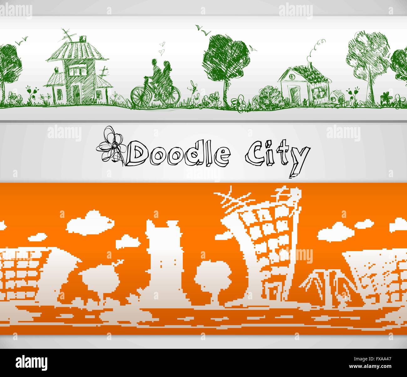 City doodle seamless border Stock Vector Image & Art - Alamy