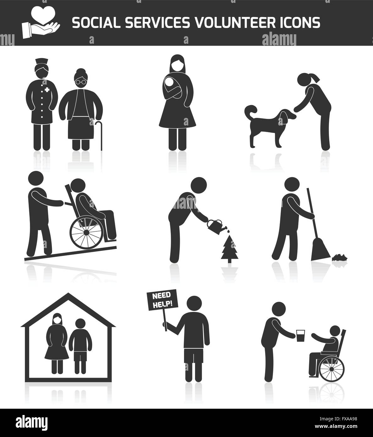 Volunteer icons set Stock Vector Image & Art - Alamy