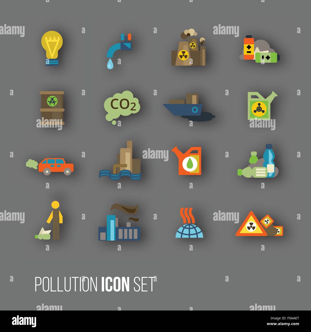 Pollution icon set Stock Vector Image & Art - Alamy