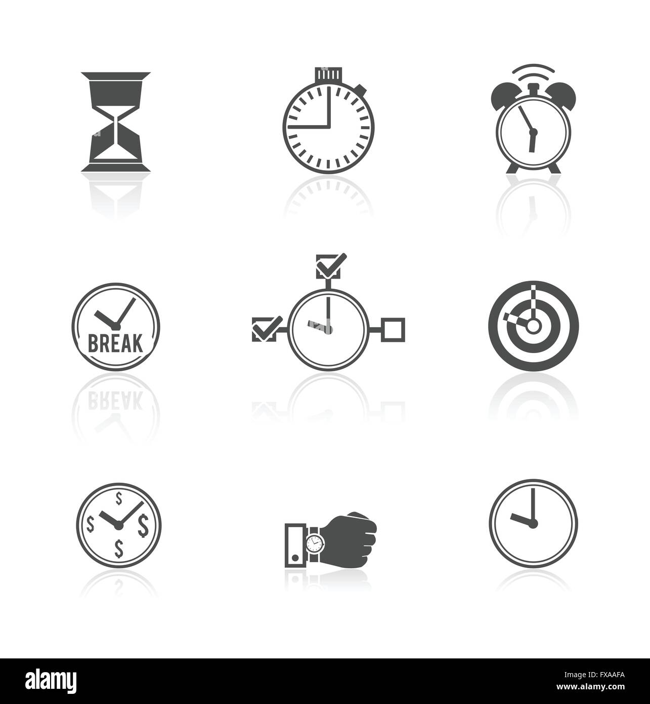 Time management clock icons set Stock Vector Image & Art - Alamy