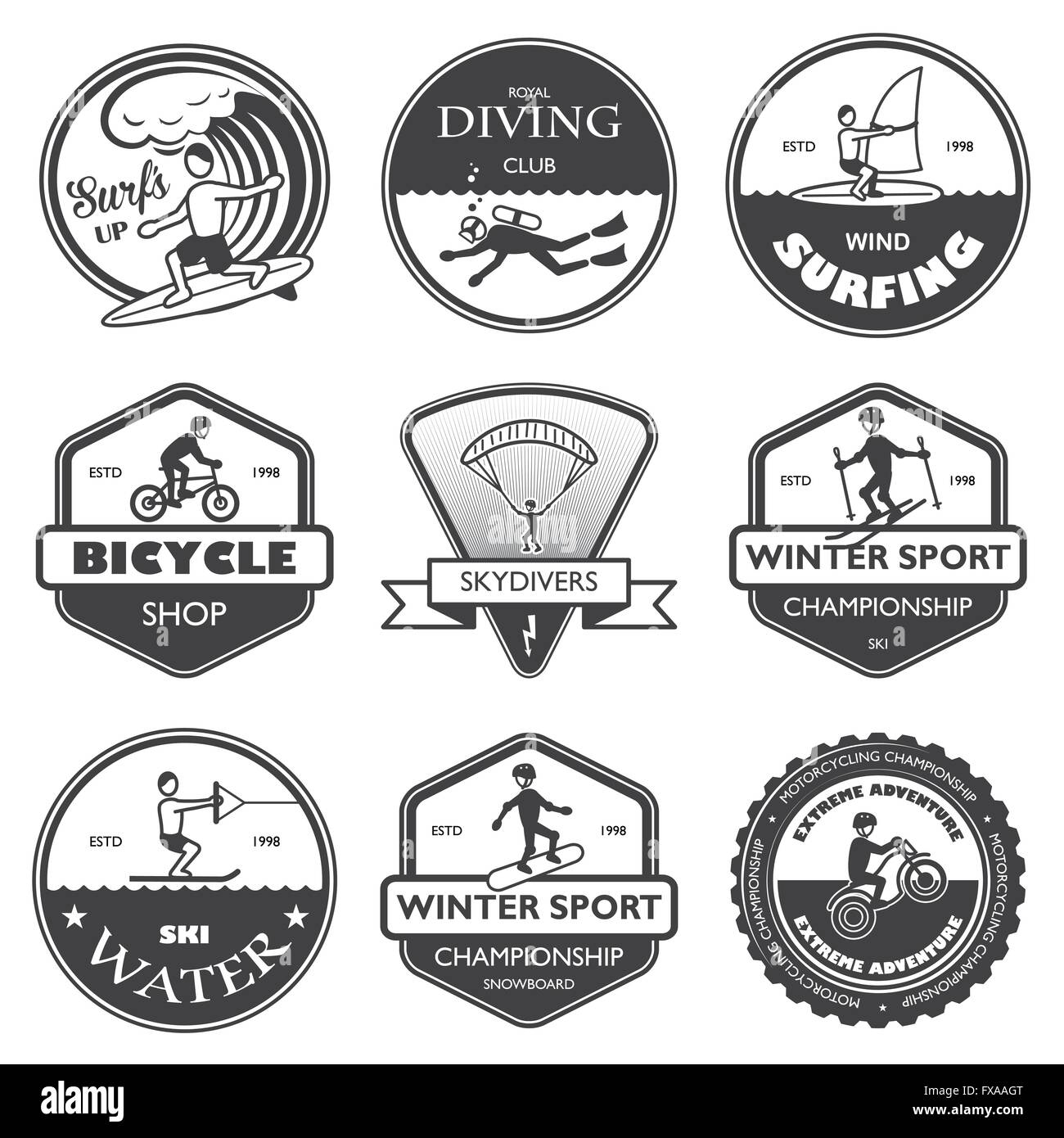 Extreme sports labels set Stock Vector Image & Art - Alamy