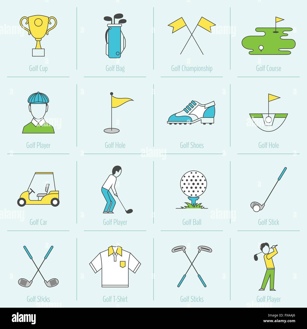 Golf Icons Flat Line Stock Vector Image & Art - Alamy