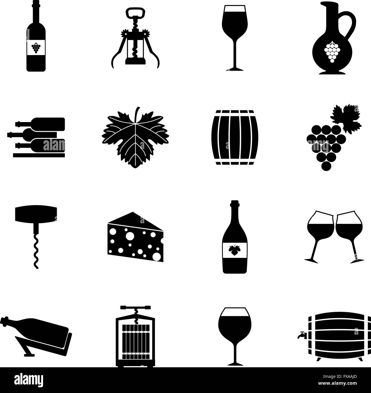 Wine icons set black Stock Vector Image & Art - Alamy