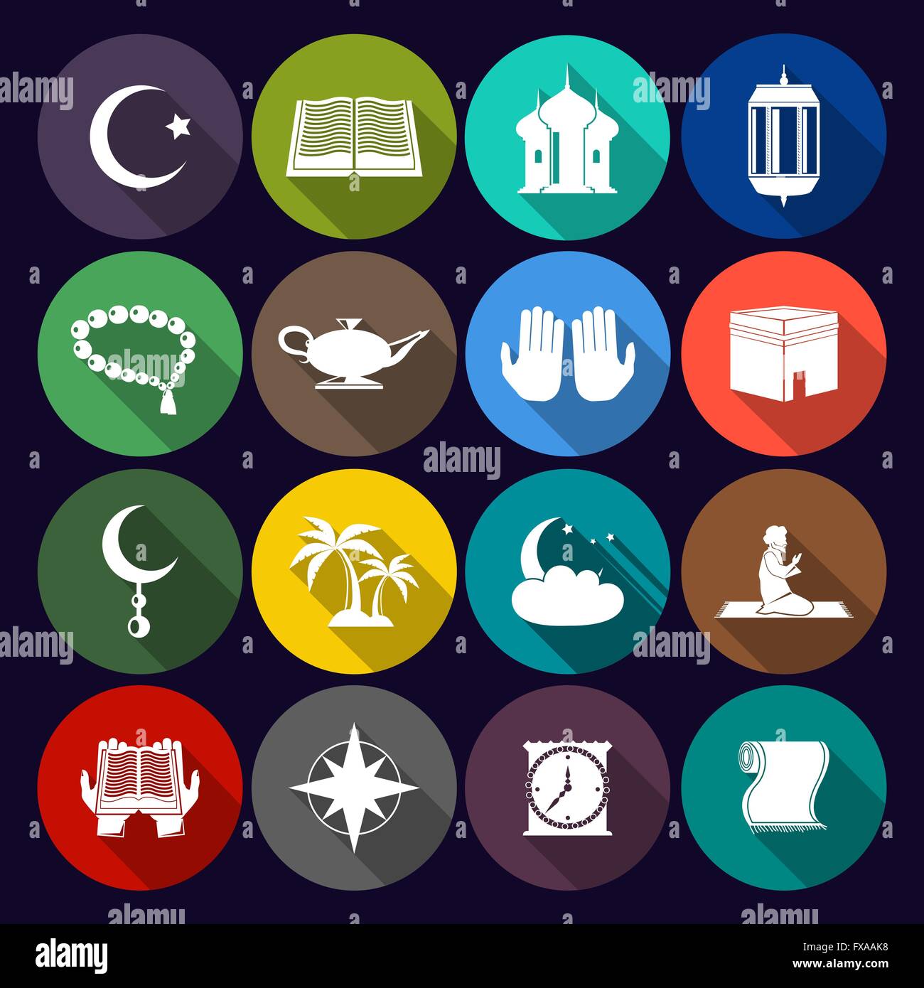 Islam Icons Set Flat Stock Vector Image & Art - Alamy