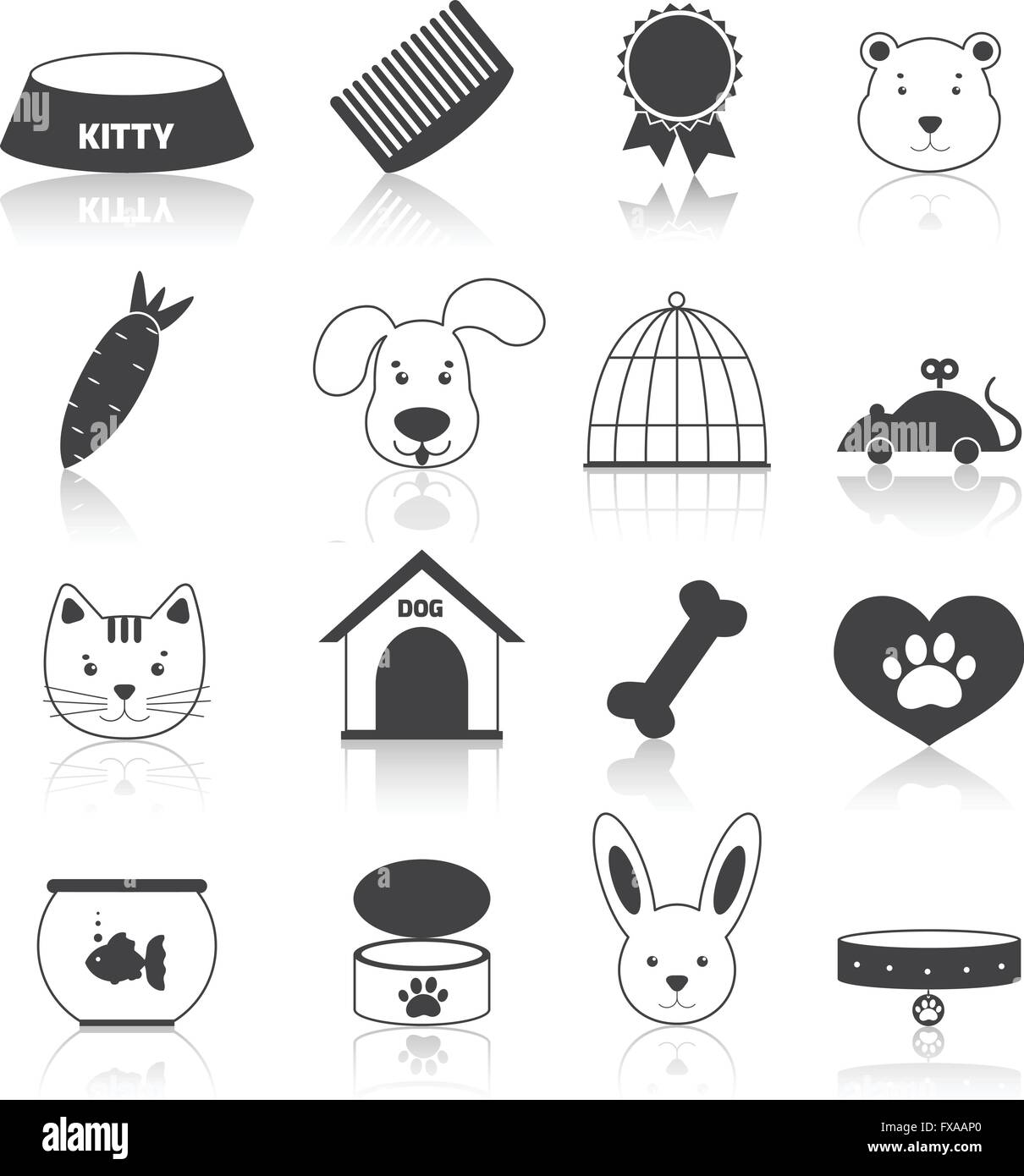 Pets icons set black Stock Vector Image & Art - Alamy