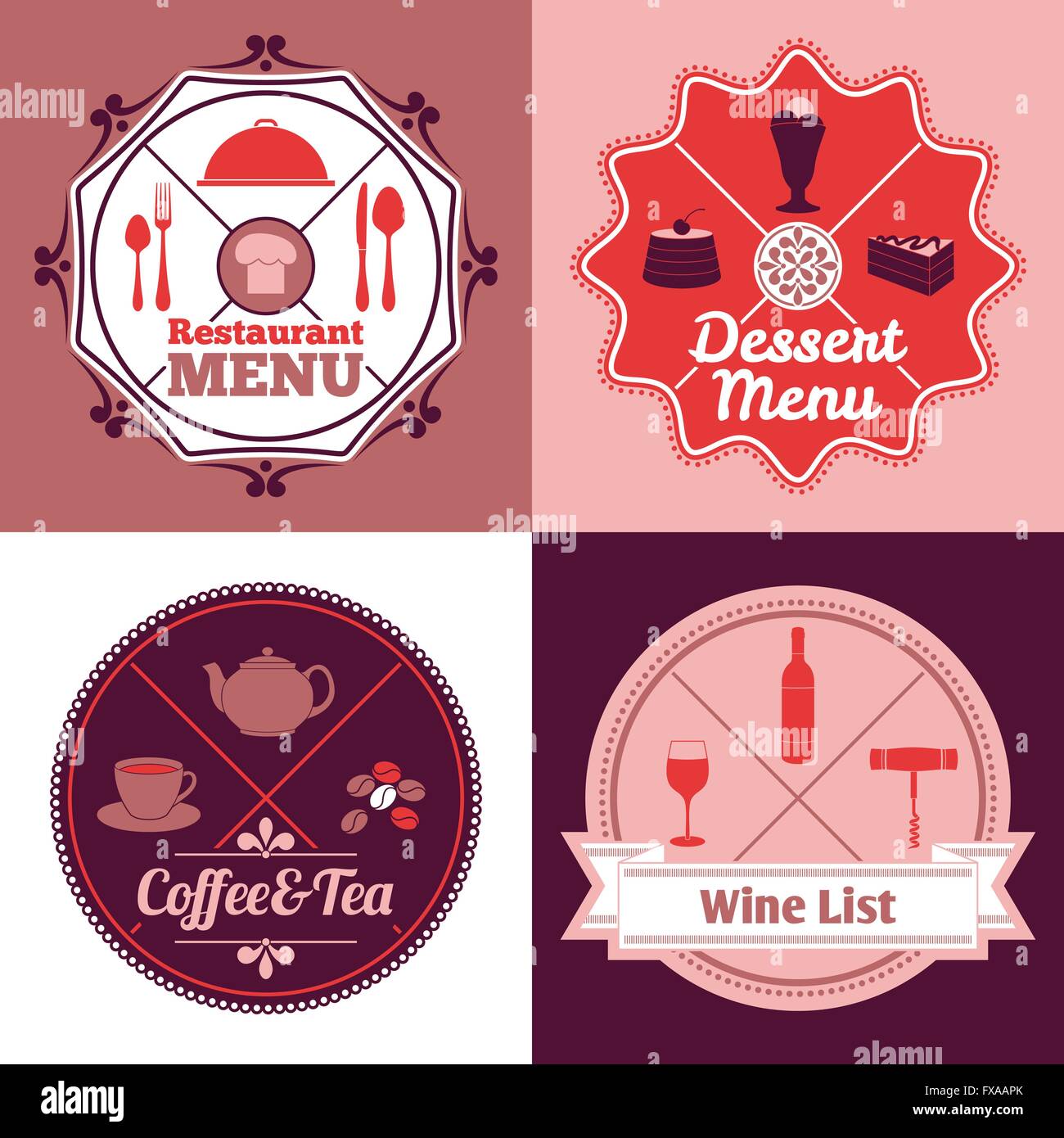 Restaurant menu emblem set color Stock Vector Image & Art - Alamy