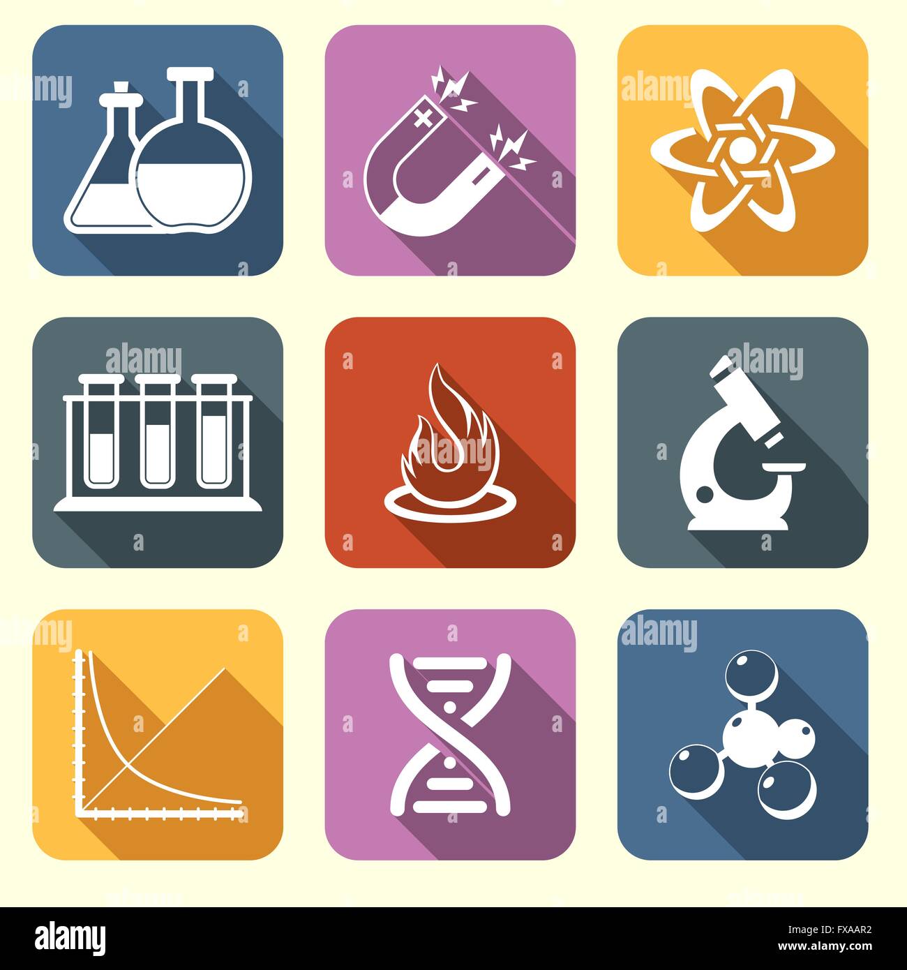Physics science icons flat Stock Vector Image & Art - Alamy
