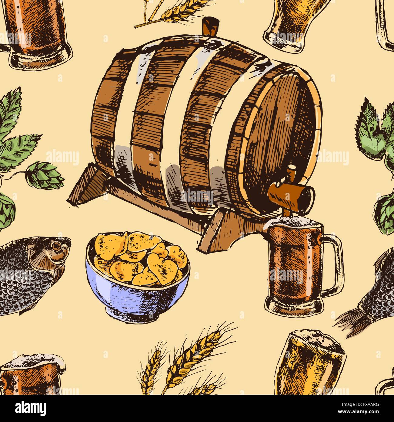 Beer retro seamless pattern Stock Vector Image & Art - Alamy