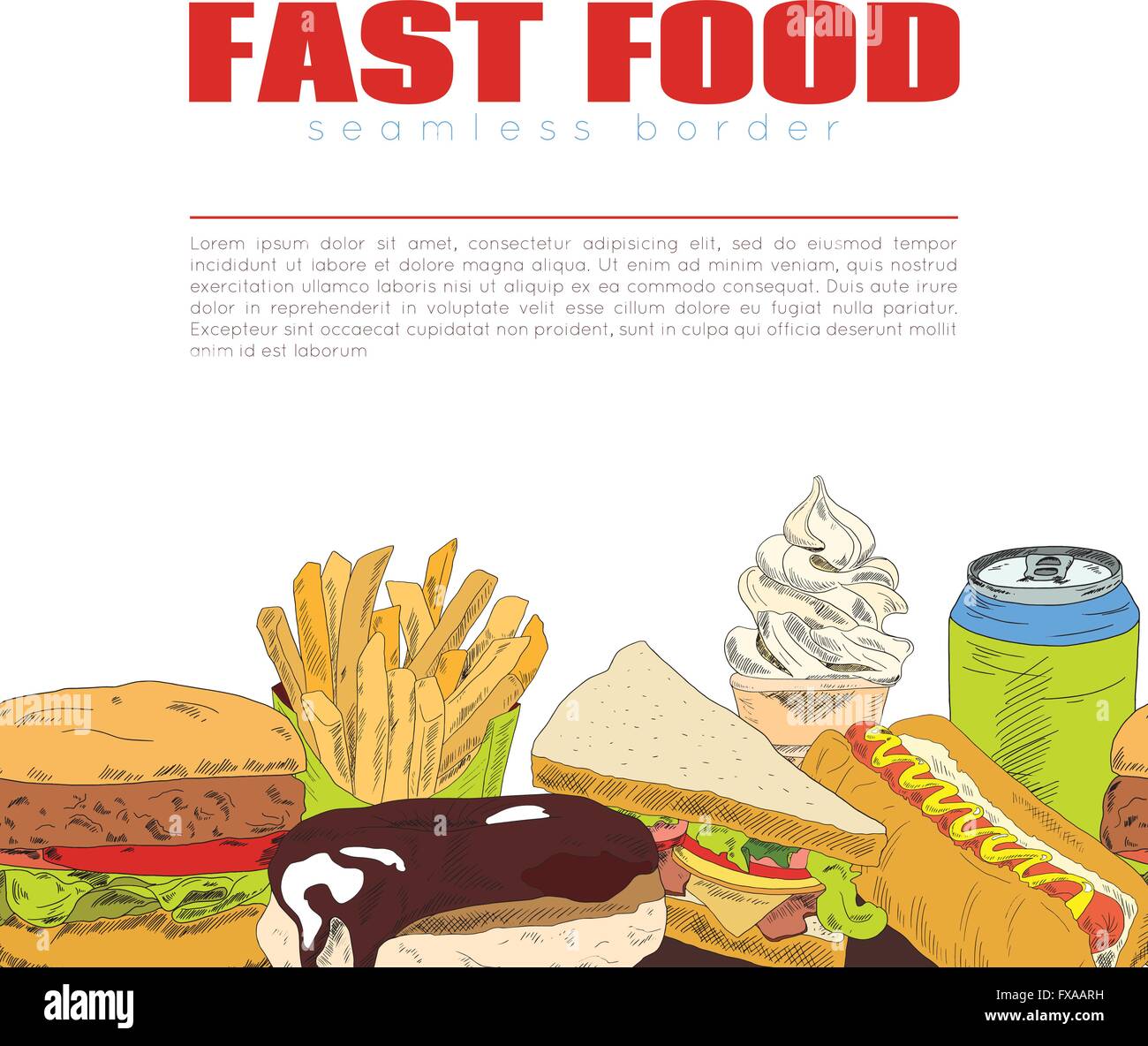 Fast food infographic seamless border banner Stock Vector Image & Art ...