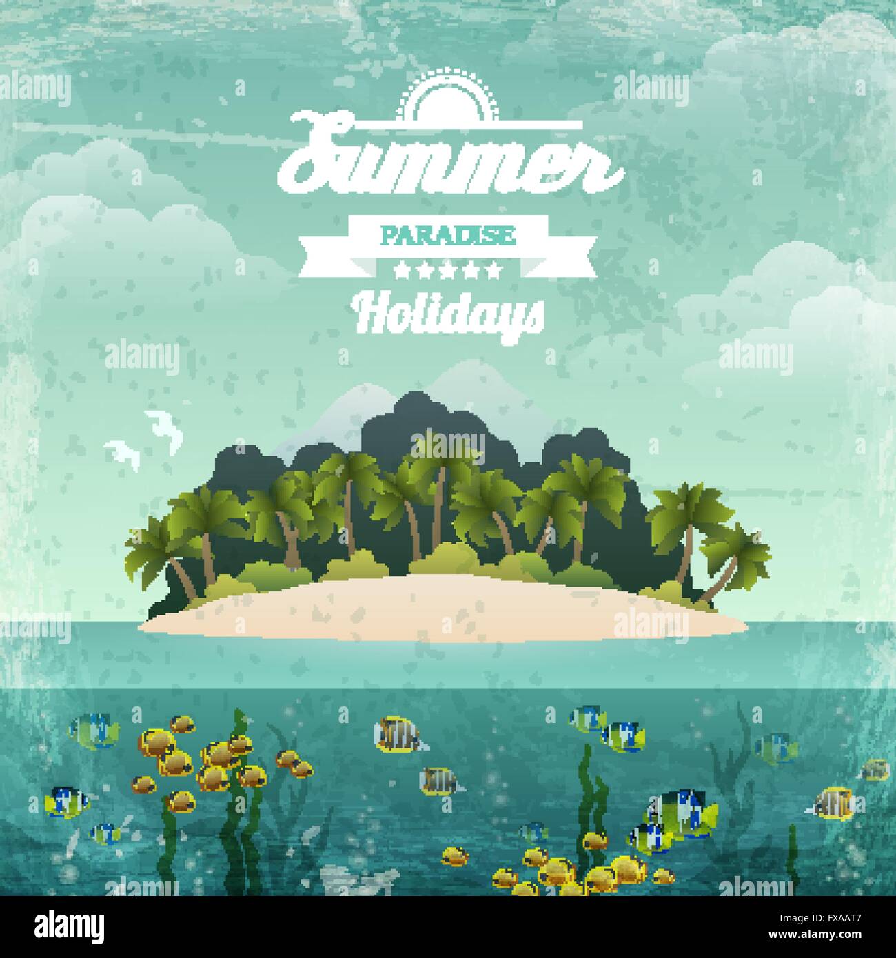 Tropical island vintage poster Stock Vector Image & Art - Alamy