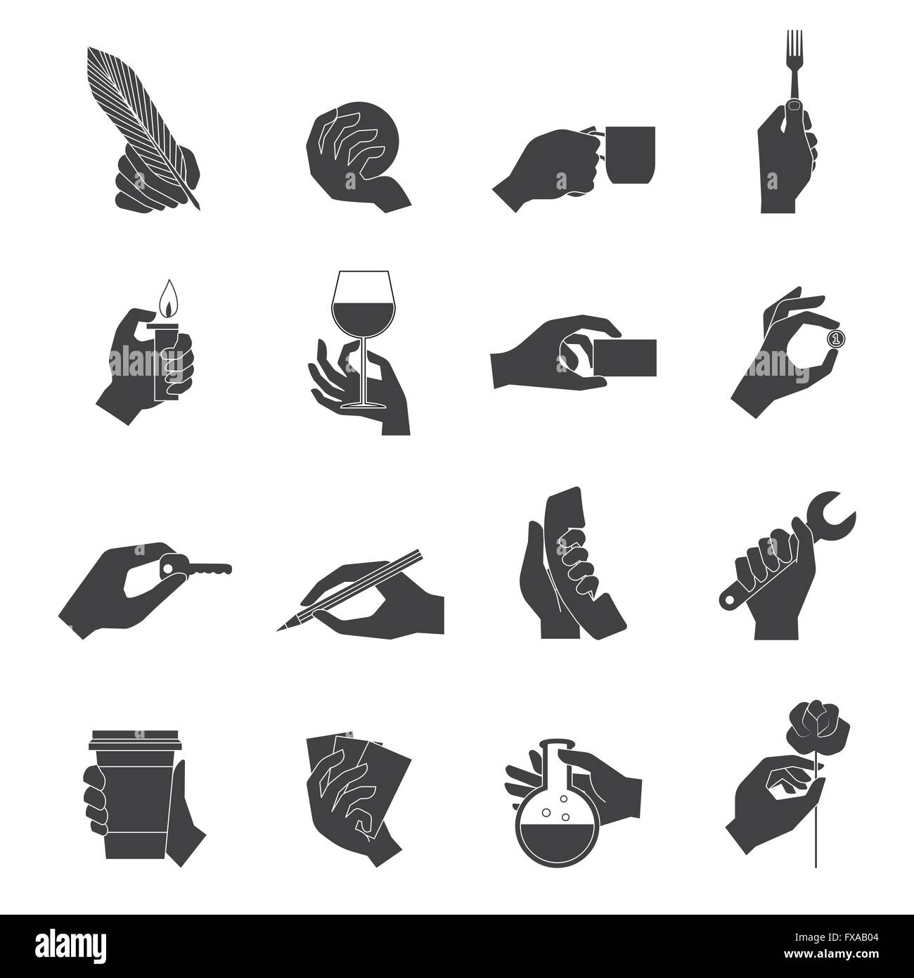 Hand holding objects black set Stock Vector Image & Art - Alamy