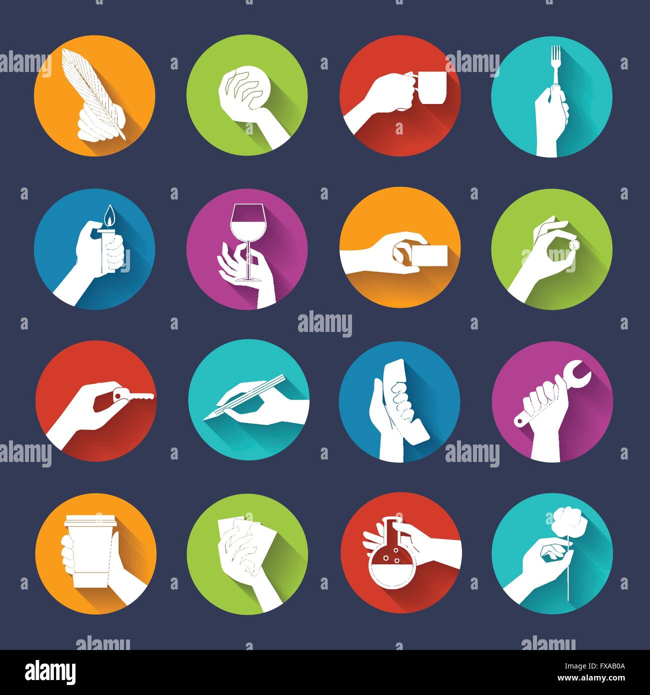 Hand holding objects flat set Stock Vector Image & Art - Alamy