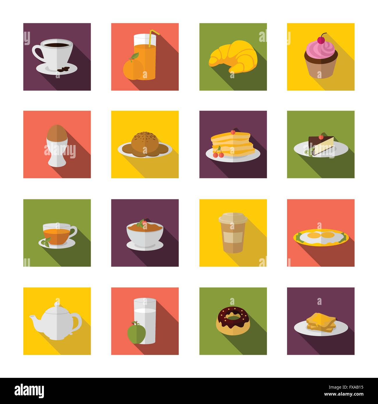 Breakfast Icons Flat Stock Vector Image & Art - Alamy