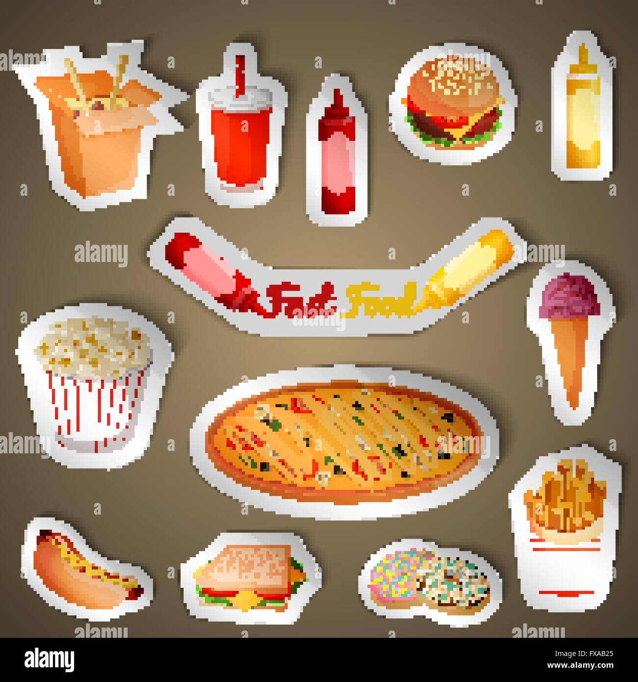 Fast food stickers Stock Vector Image & Art - Alamy