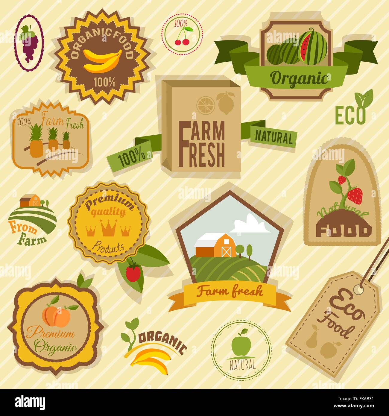 Eco labels fruits Stock Vector Image & Art - Alamy
