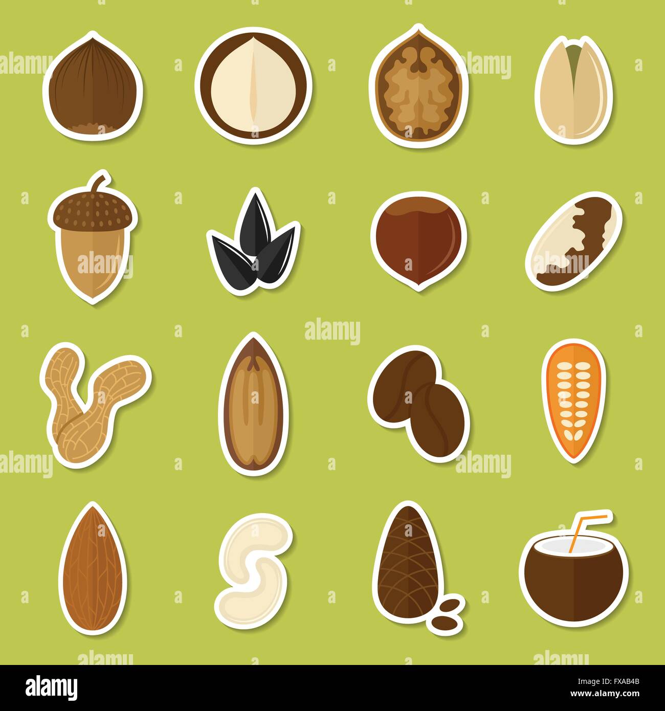 Nuts stickers set Stock Vector Image & Art - Alamy