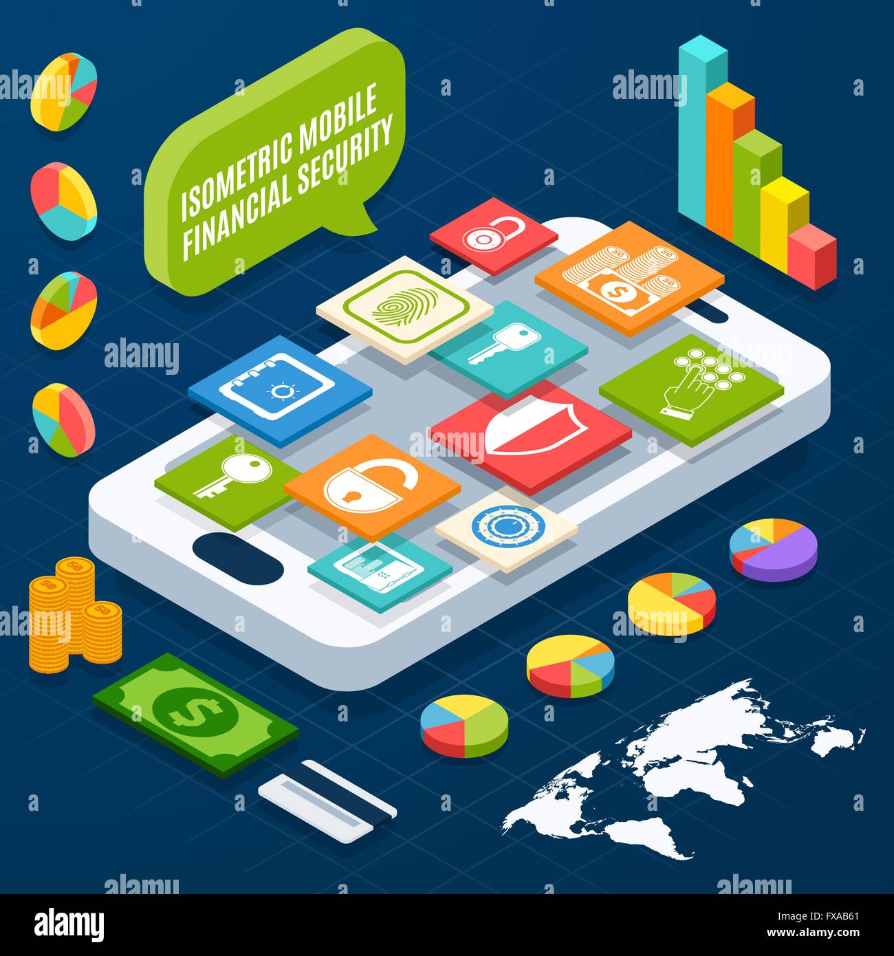 Isometric financial secure set Stock Vector Image & Art - Alamy