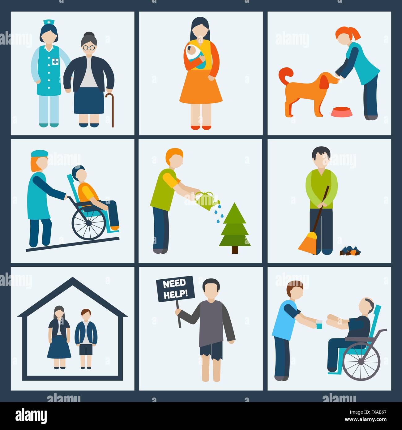 Volunteer icons set Stock Vector Image & Art - Alamy