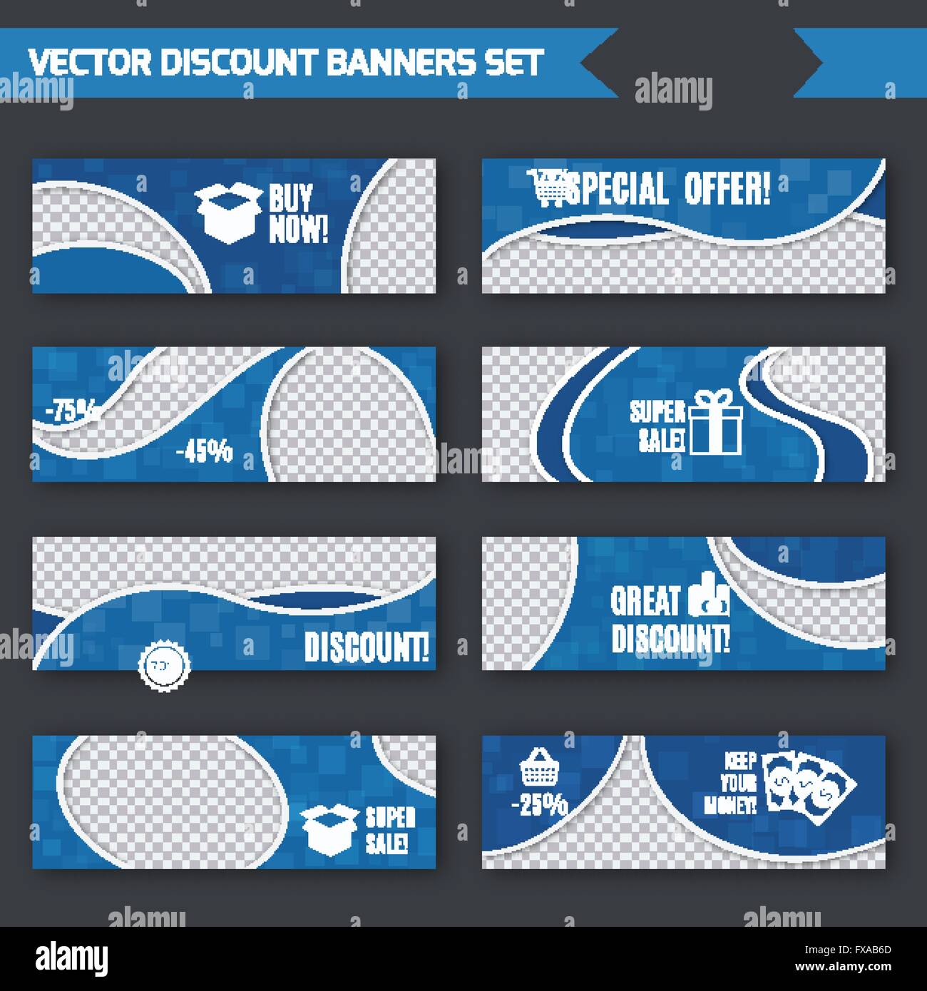 Discount banners blue set Stock Vector Image & Art - Alamy