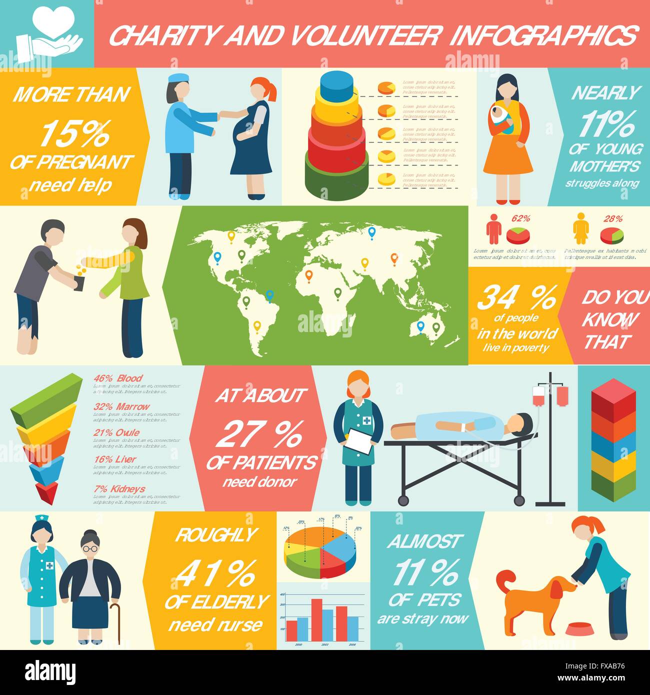 Volunteer infographic set Stock Vector Image & Art - Alamy