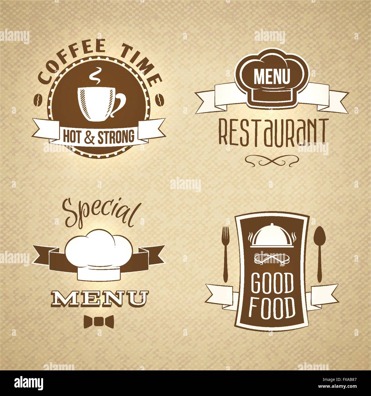 Restaurant menu emblems set textured Stock Vector Image & Art - Alamy
