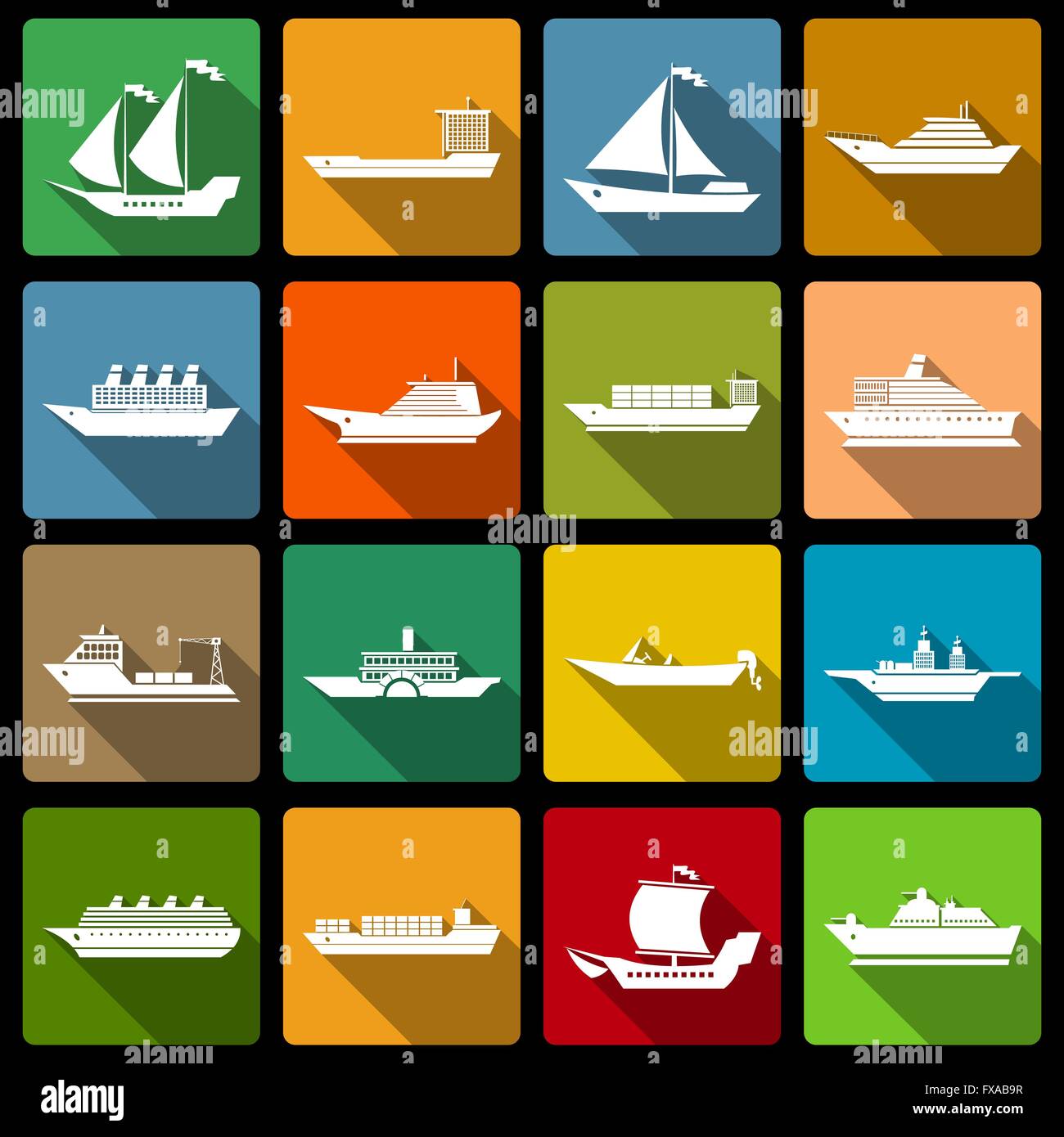 Ship and boats icons set flat Stock Vector Image & Art - Alamy