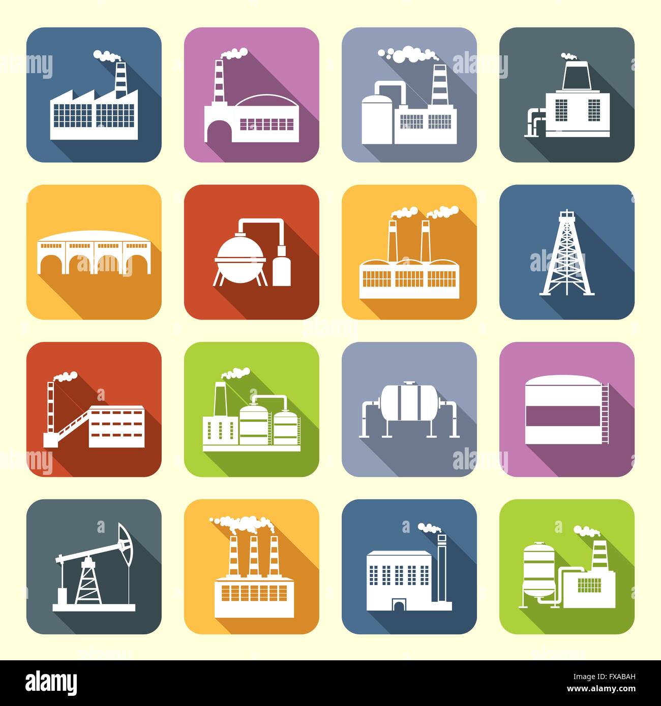 Industrial Building Icons Flat Stock Vector Image & Art - Alamy