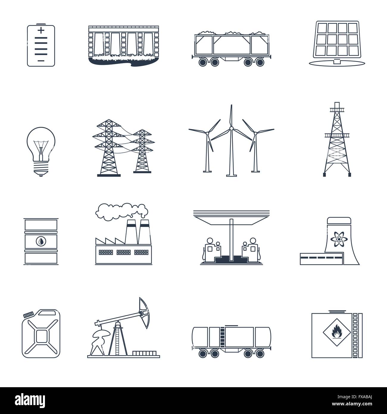 Energy icons outline set Stock Vector Image & Art - Alamy