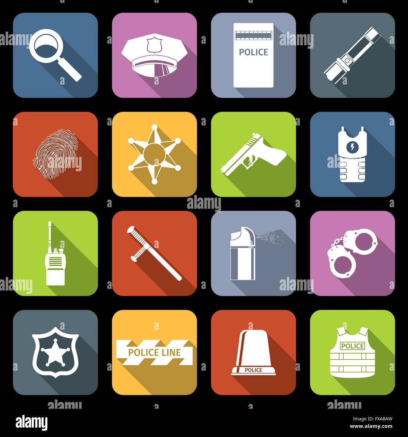 Police Icons Set Flat Stock Vector Image & Art - Alamy