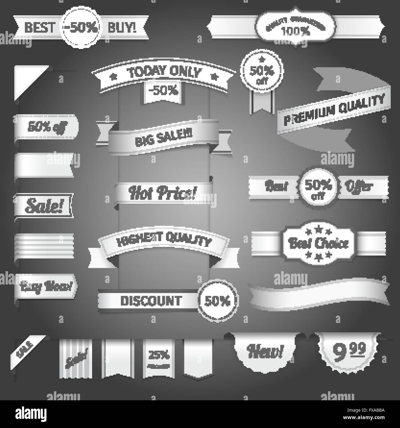 Discount retro ribbon paper set Stock Vector Image & Art - Alamy